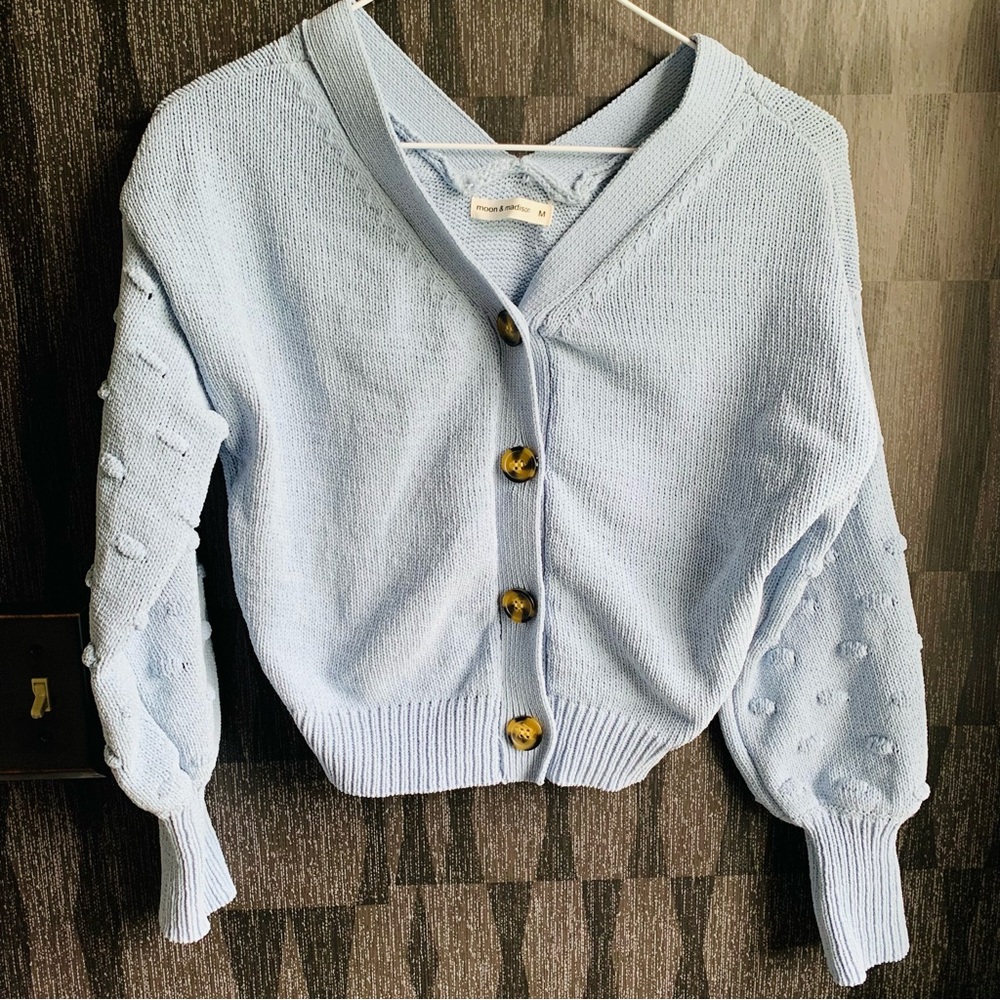 Moon And Madison Light Blue Sweater Cardigan - Gem